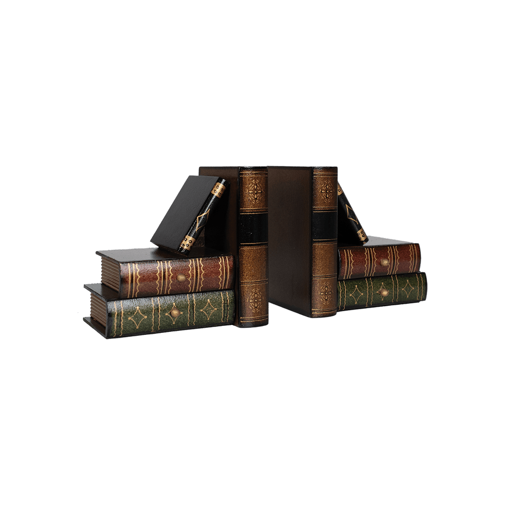 Vintage Book Stack Bookends – Classic Decorative Shelf Accents (Set of ...